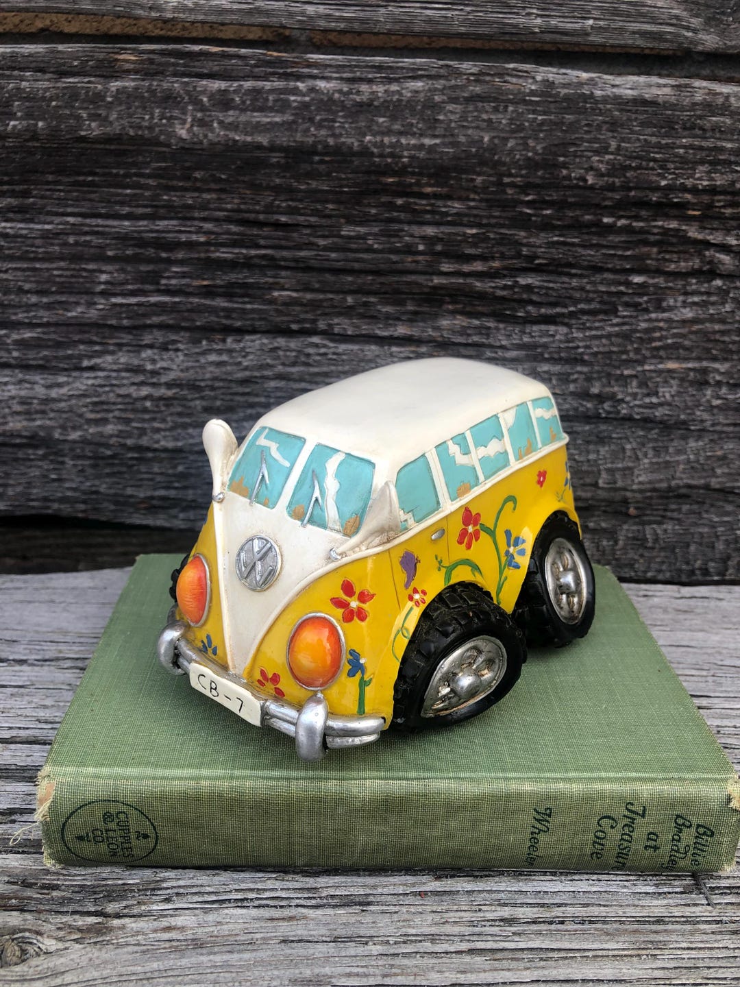 Cartoon VW Van Piggy Bank Coin Bank Resin Vehicle Volkswagen Yellow ...