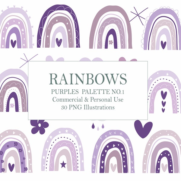 Boho Rainbow Flower Clipart - Etsy