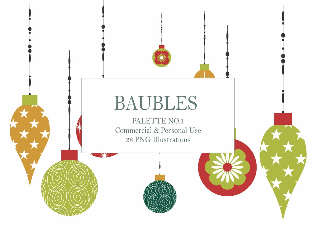 Christmas Bauble Clipart, Instant Download, Festive Baubles, Christmas ...