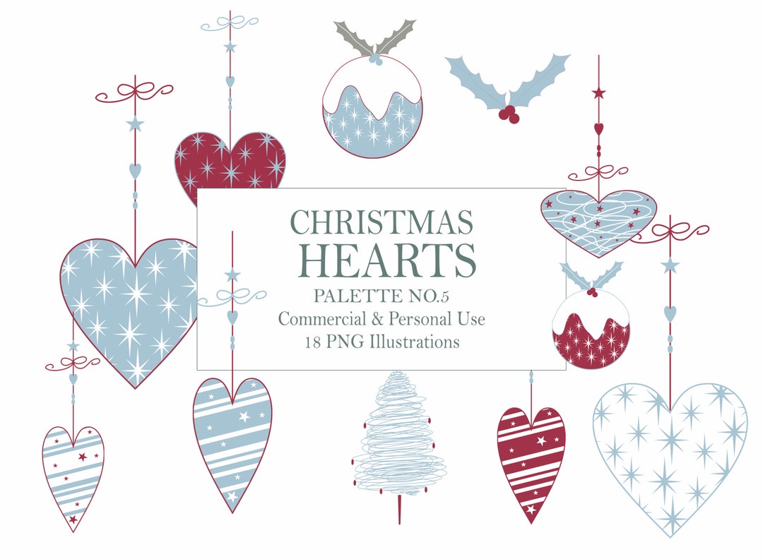 Christmas Heart Clipart, Commercial Use, Boho Christmas Clip Art ...