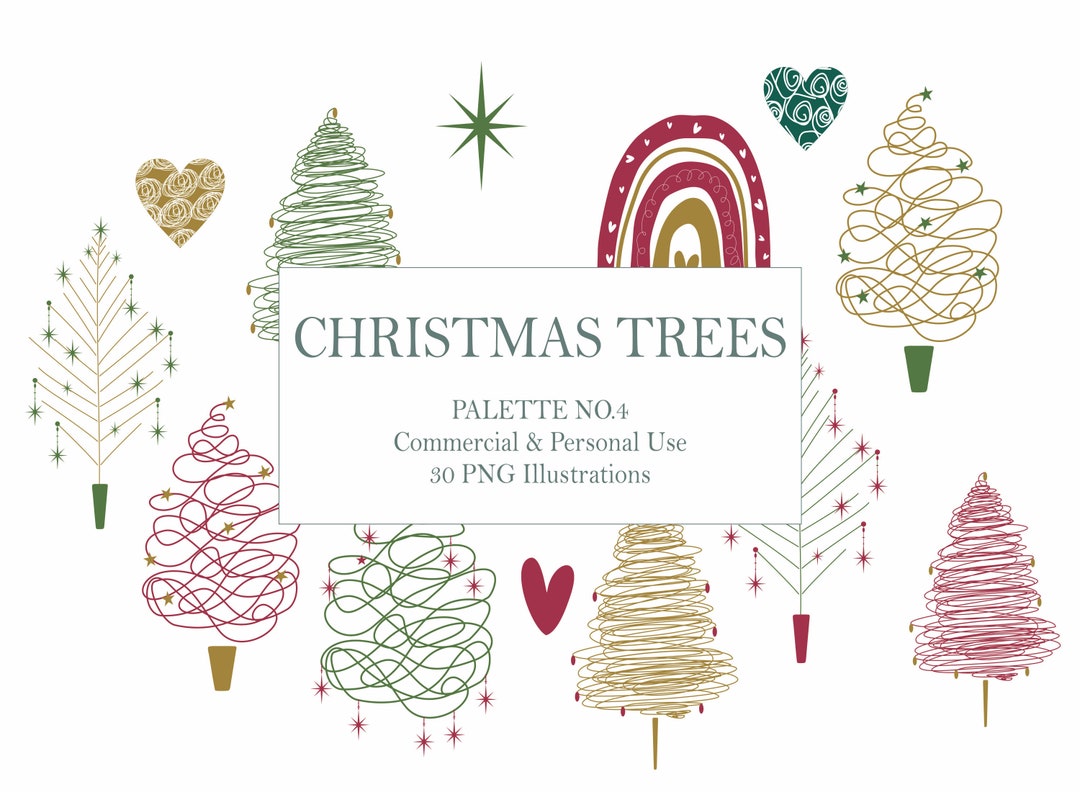 Christmas Tree Clipart Commercial Use Boho Christmas Clip - Etsy