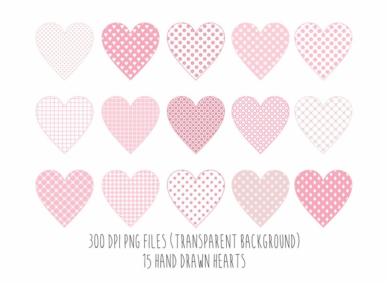 Heart Clip Art Commercial Use PNG Hearts Pink Geometric - Etsy