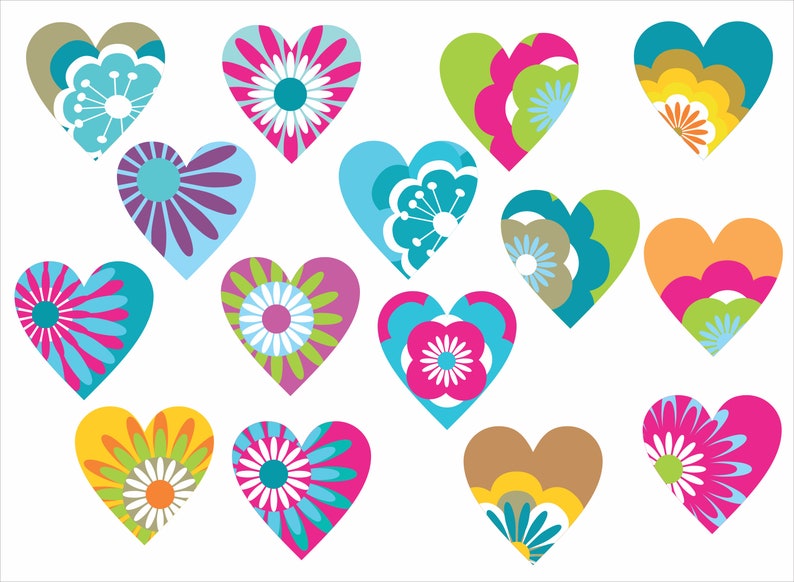 Heart Clip Art, Commercial Use, PNG Hearts, Geometric Heart Clipart ...