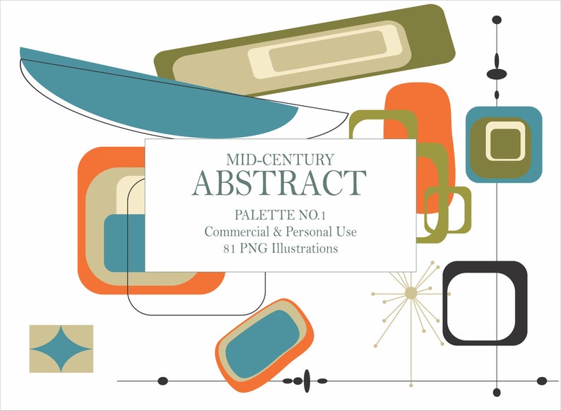 Mid Century Clipart Abstract Shape Clipart Mid Century - Etsy