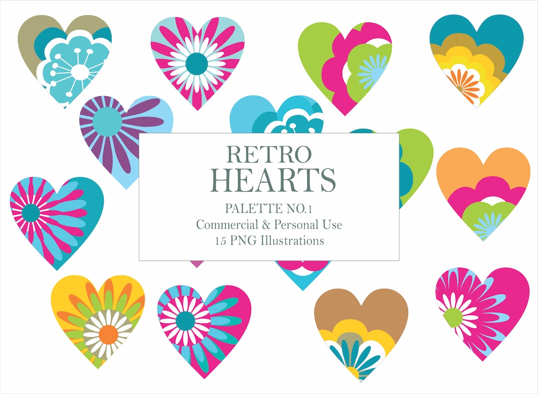 Heart Clip Art, Commercial Use, PNG Hearts, Geometric Heart Clipart ...