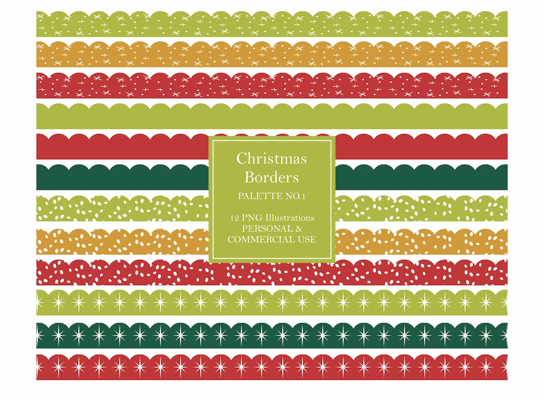 Christmas Border Clipart, Instant Download, Christmas Border Digital ...