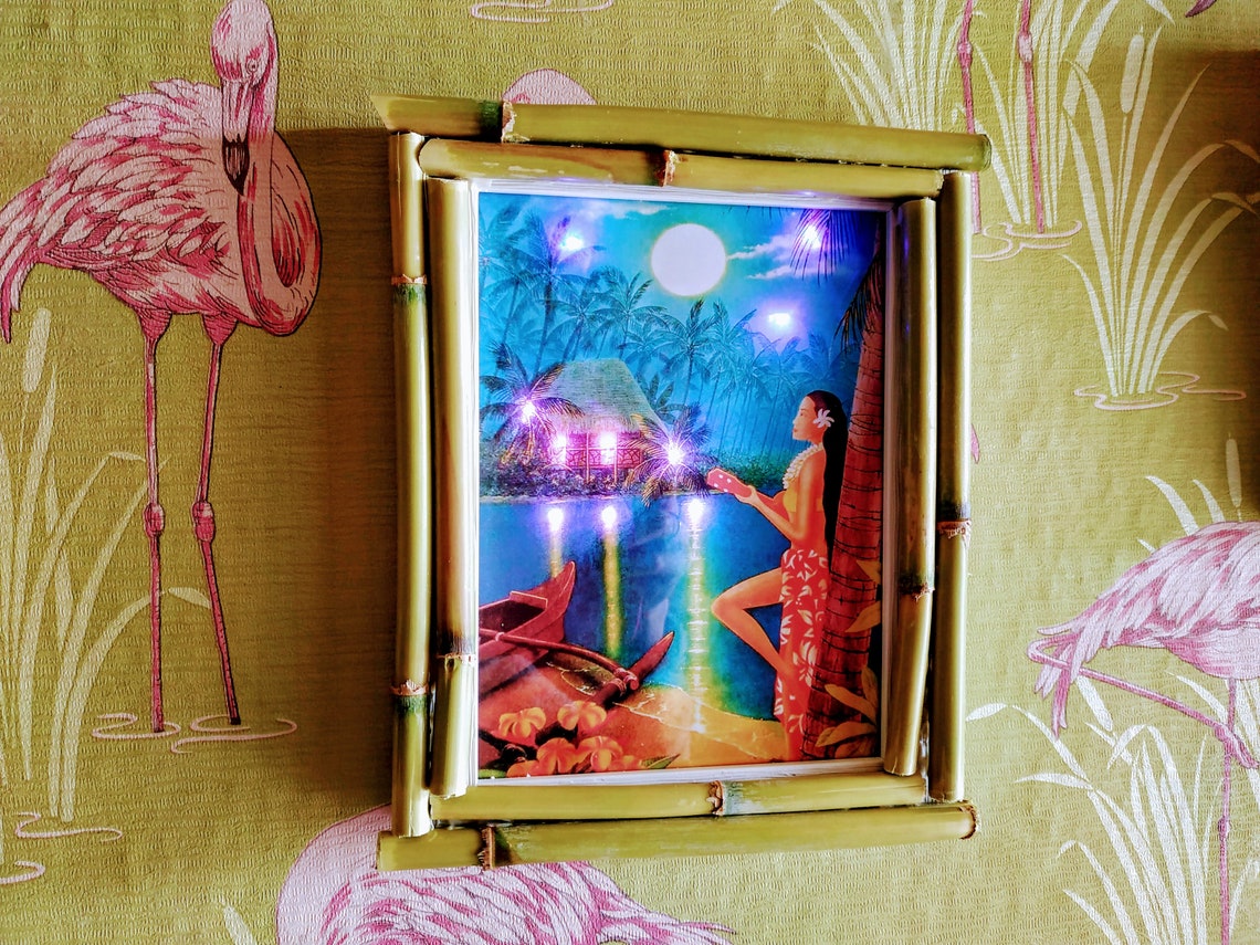 Light up Bamboo Frame Tiki Tropical Hawaiian Polynesian - Etsy