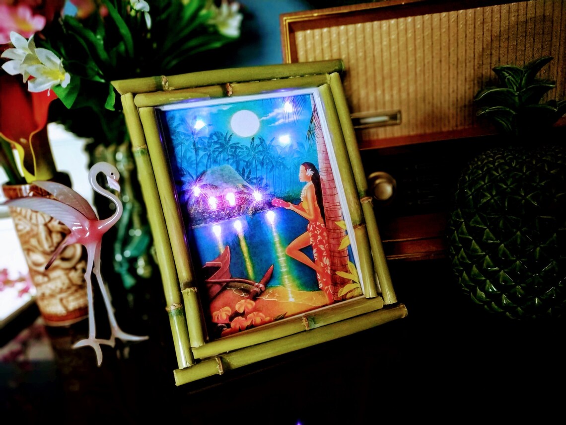 Light up Bamboo Frame Tiki Tropical Hawaiian Polynesian - Etsy