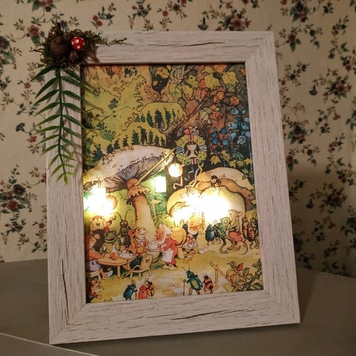 Fairy Forest Light up Frame Vintage Print Enchanted Woods - Etsy