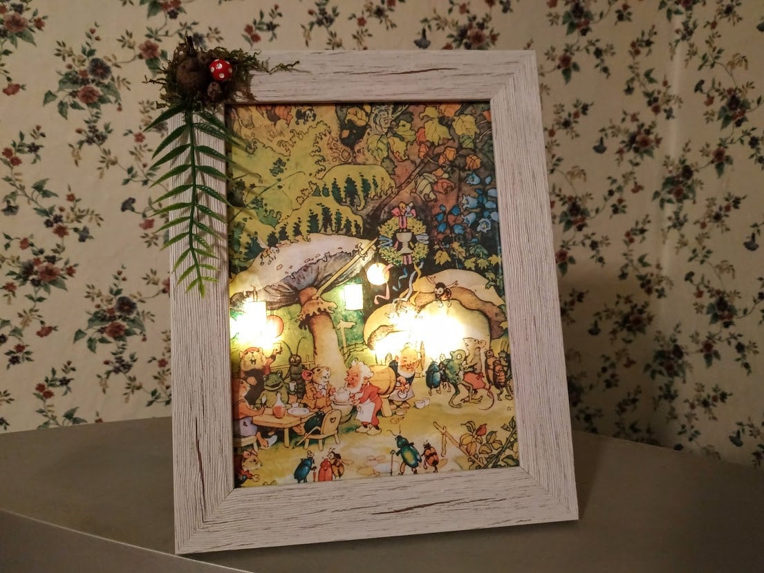Woodland Forest Light up Frame Vintage Print Enchanted Woods - Etsy