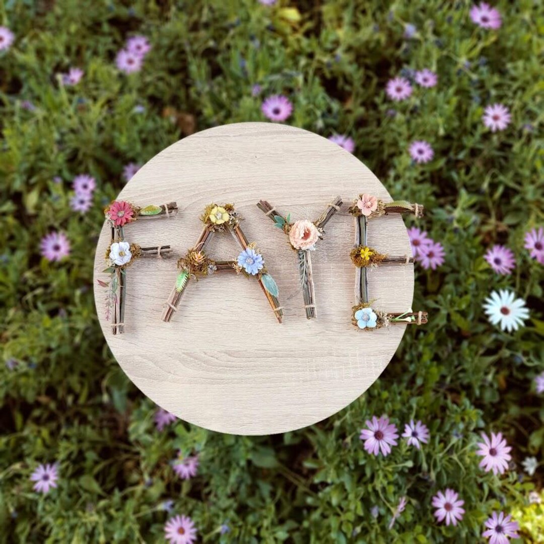 Twig Letters 6" Personalized Girl Wall Name Sign Flowers Whimsical ...