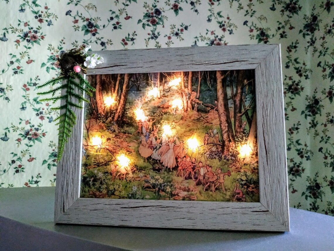 Fairy Forest Light up Frame Vintage Print Enchanted Woods - Etsy