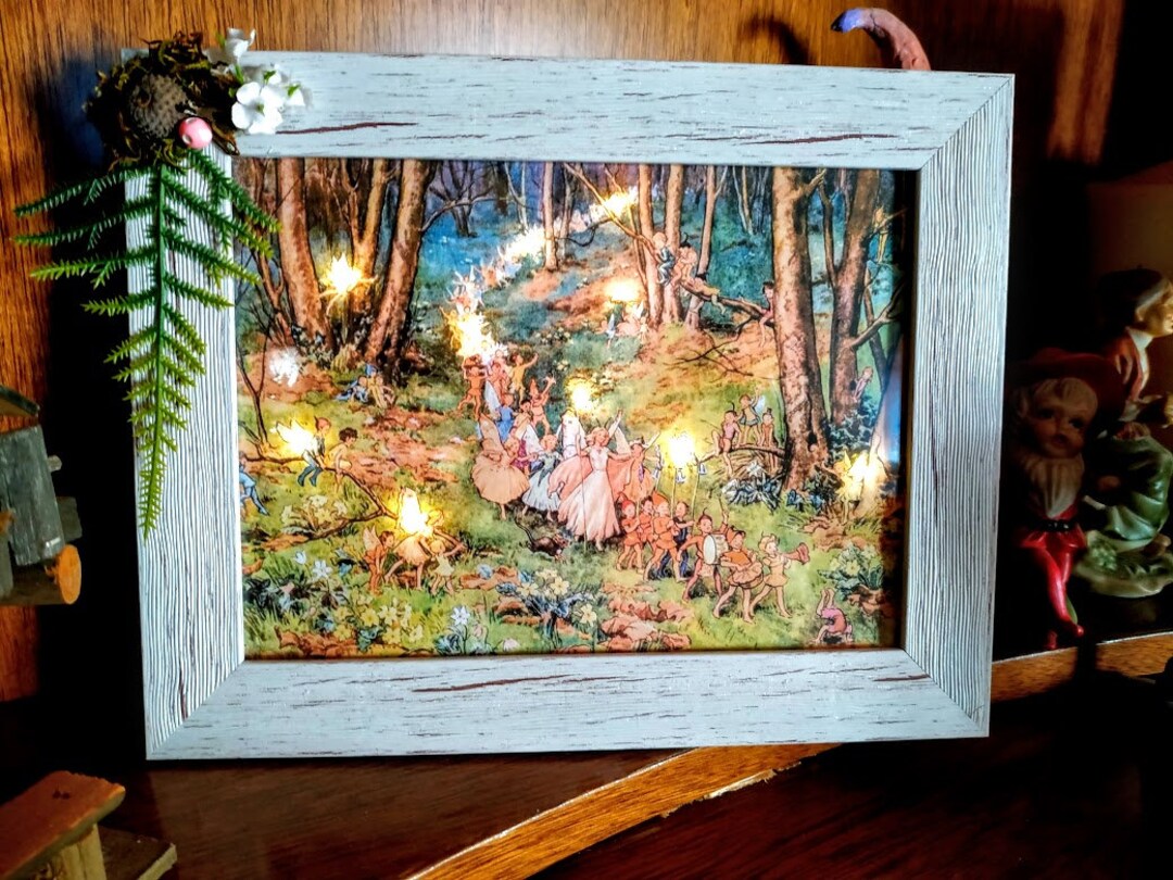 Fairy Forest Light up Frame Vintage Print Enchanted Woods Fairytale ...