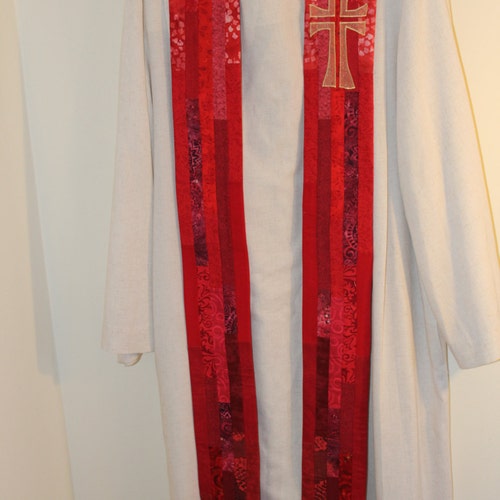Red Striped Clergy Stole Pentecost and Ordination Liturgical - Etsy