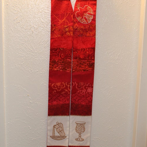 Red Striped Clergy Stole Pentecost and Ordination Liturgical - Etsy