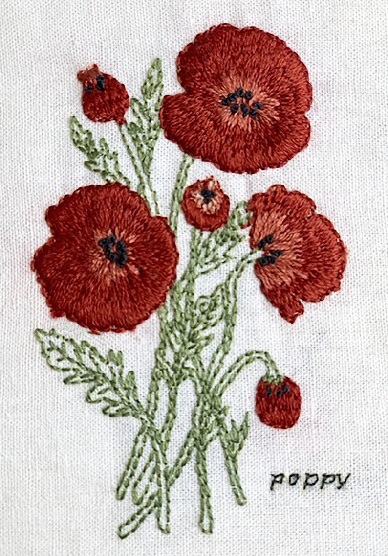 Poppy Flower Hand Embroidery Kit: Beginner DIY Needlework - Etsy