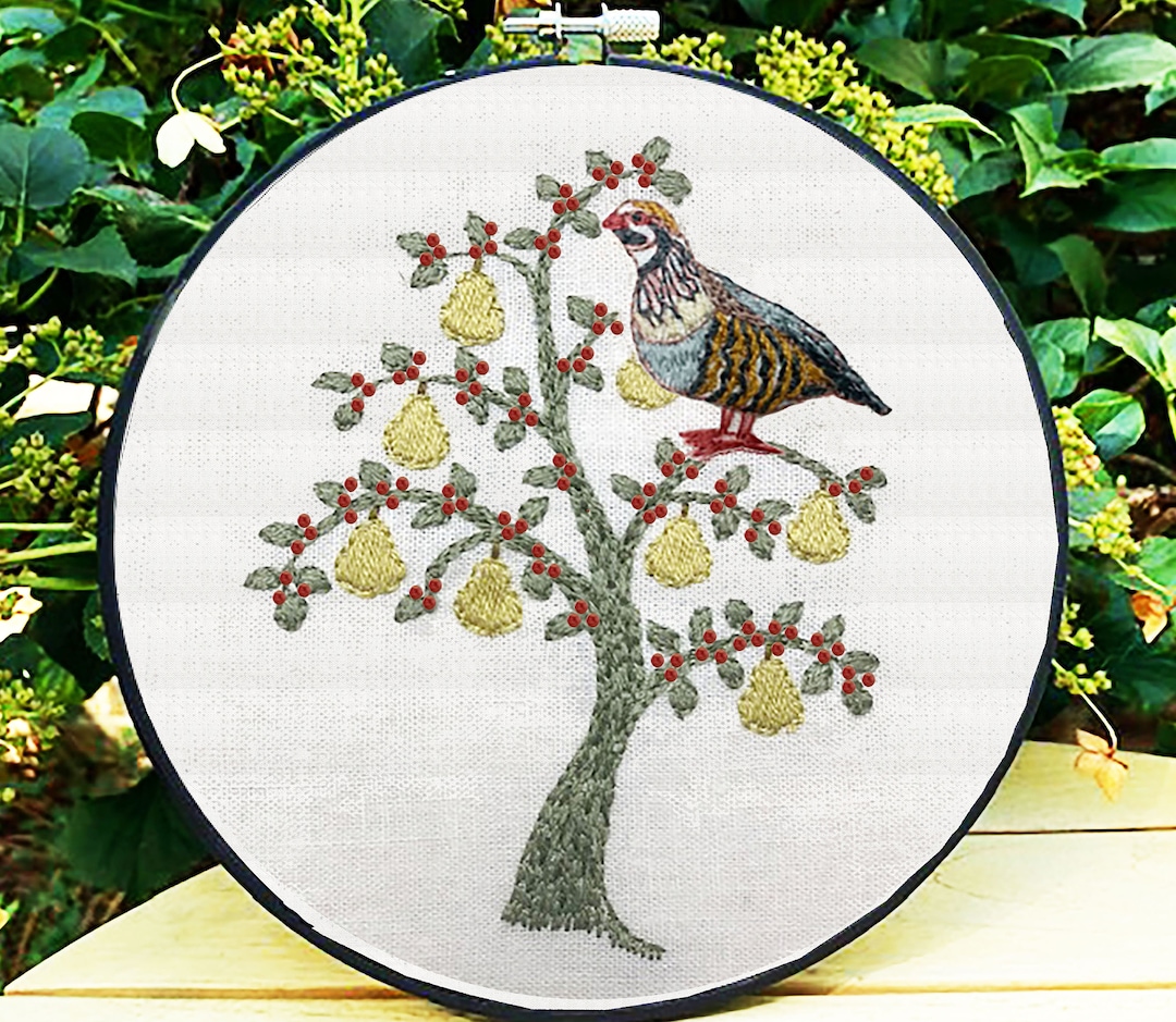 Partridge in a Pear Tree Embroidery Kit: Beginner Christmas Hoop Art - Etsy