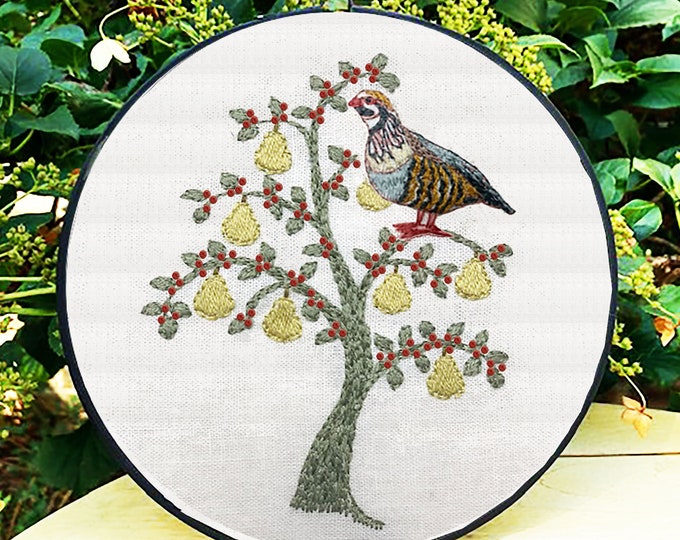 Partridge in a Pear Tree Embroidery Kit | Embroidery Hoop Art ...