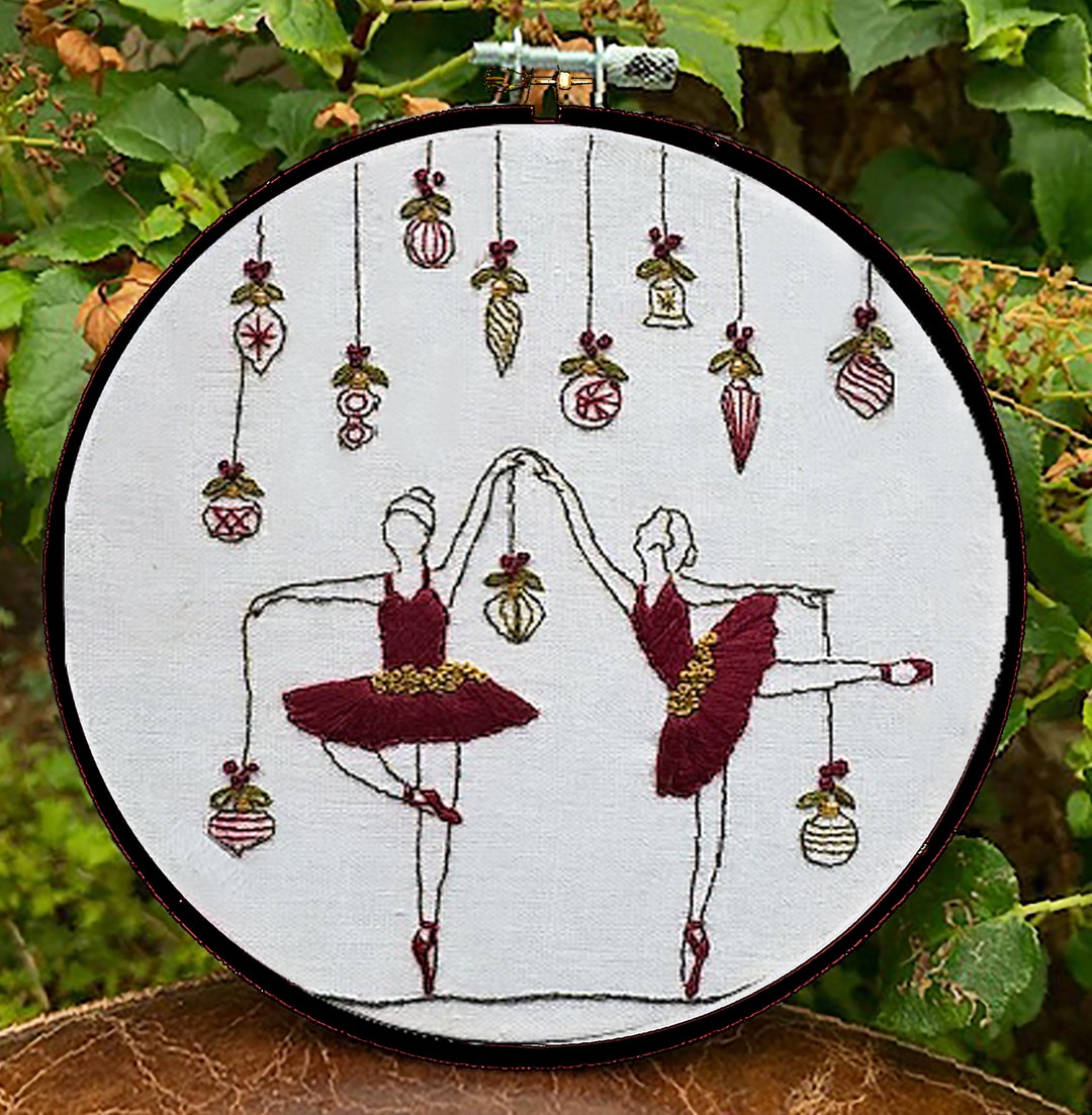 Nine Ladies Dancing Embroidery Kit, Beginner Hand Stitch, Christmas ...