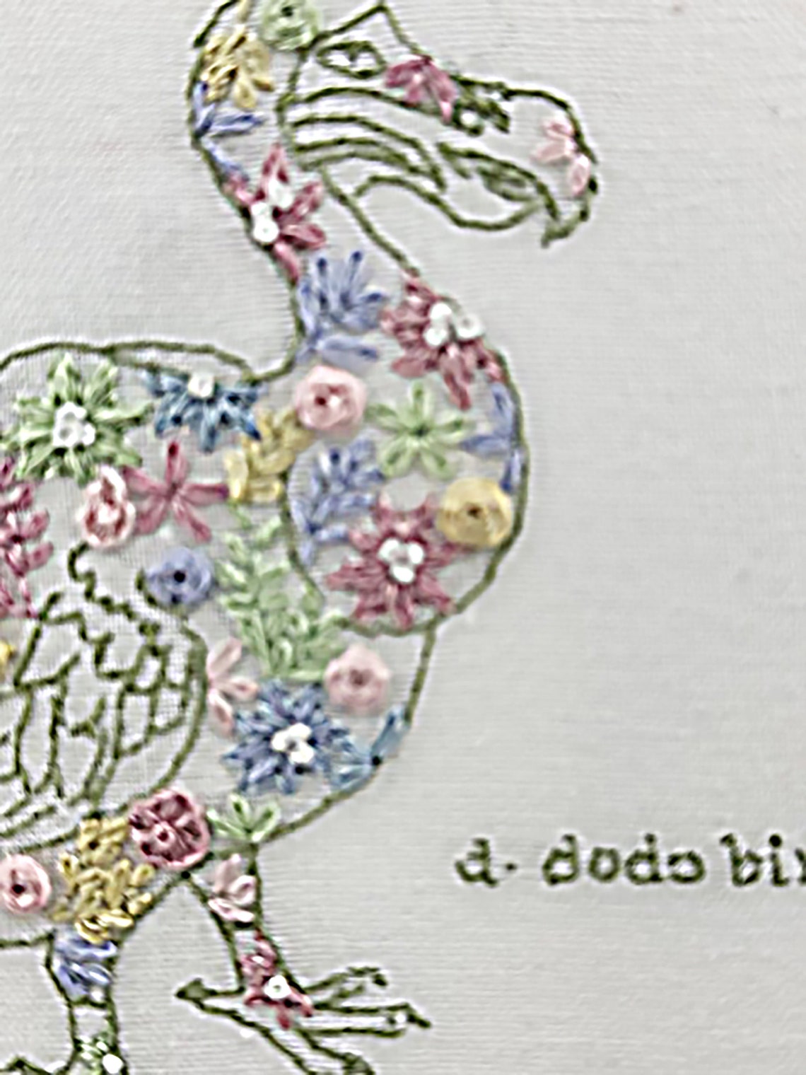 Animal Alphabet Embroidery Pattern of a Dodo Bird With Flowers. Instant ...