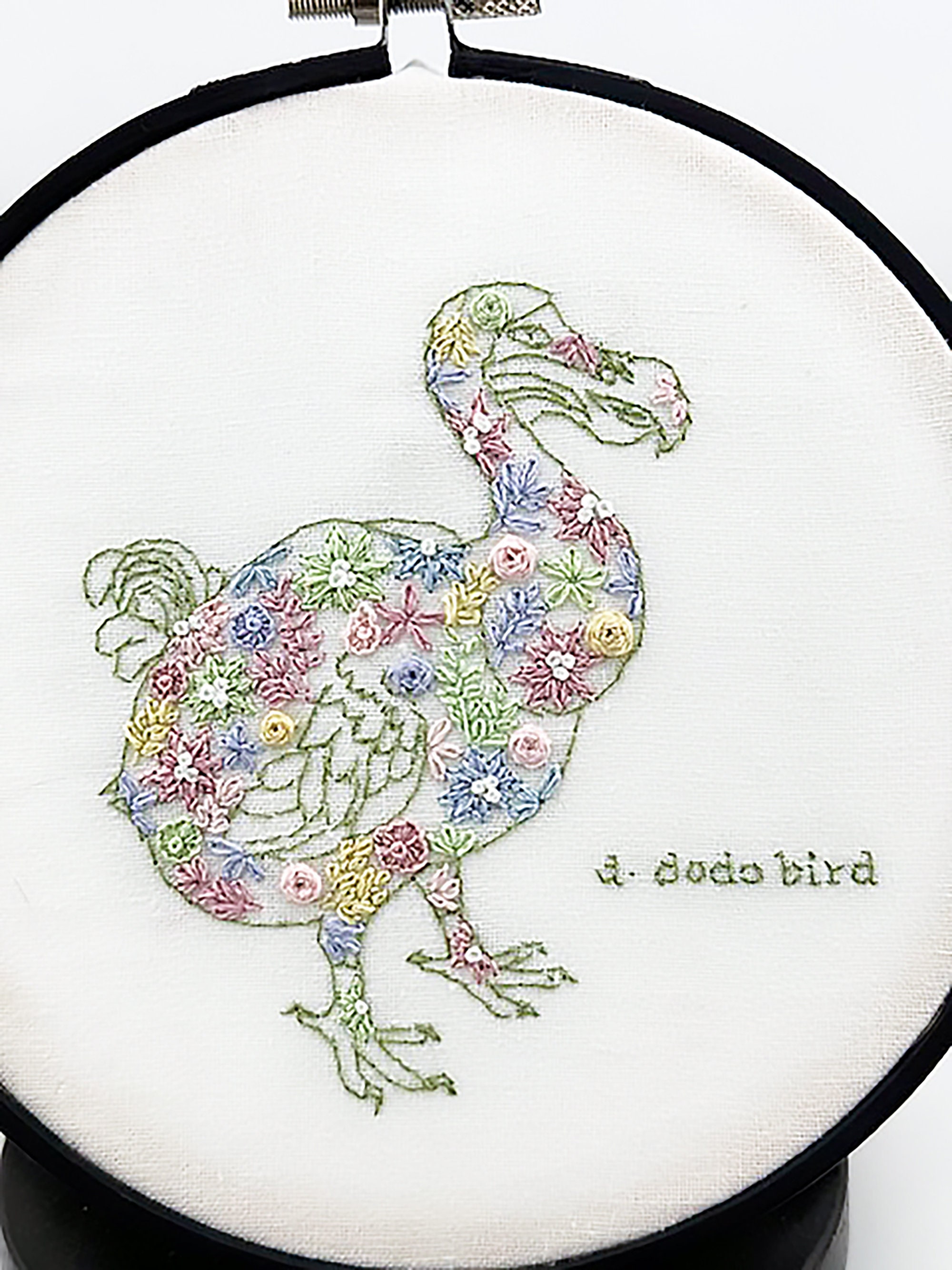 Animal Alphabet Embroidery Pattern of a Dodo Bird With Flowers. Instant ...