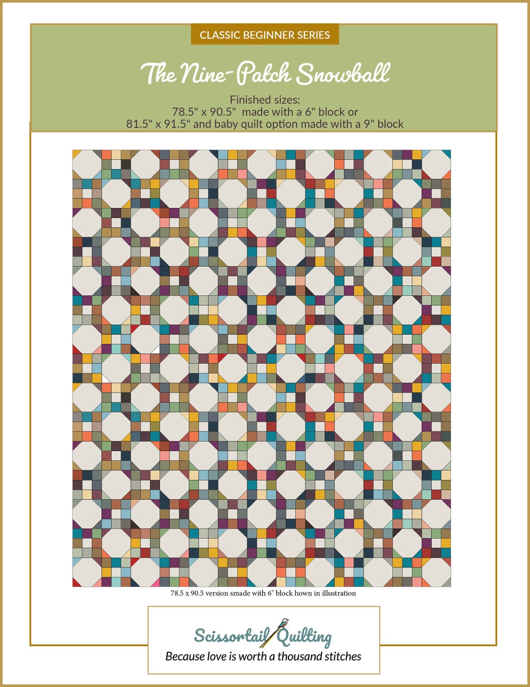 Nine-patch Snowball Quilt Pattern | Classic Beginner Series - Etsy