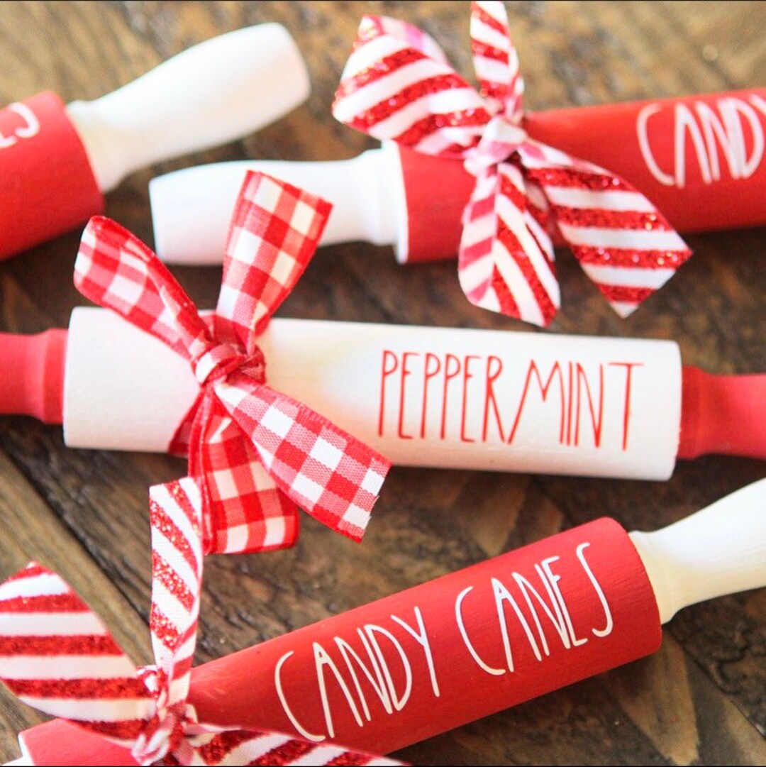 Mini Wooden Christmas Rolling Pins: Gingerbread Candy Canes Peppermint ...