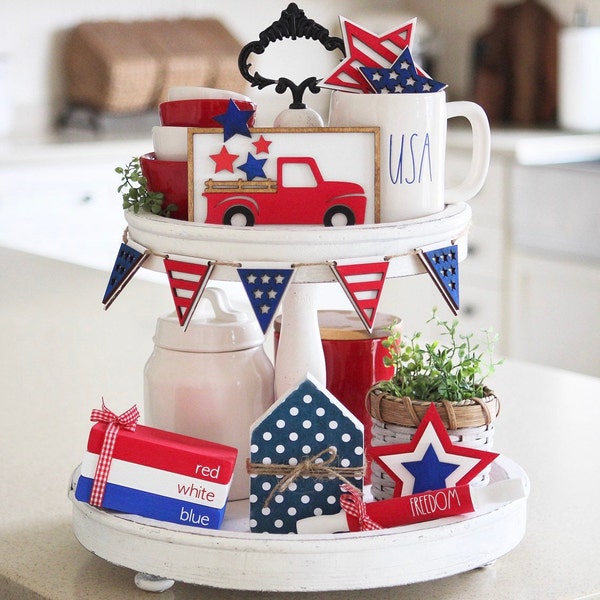 Patriotic Tier Tray Decor - Etsy