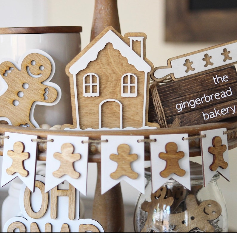 Gingerbread Decor Gingerbread Tiered Tray Decor Christmas - Etsy