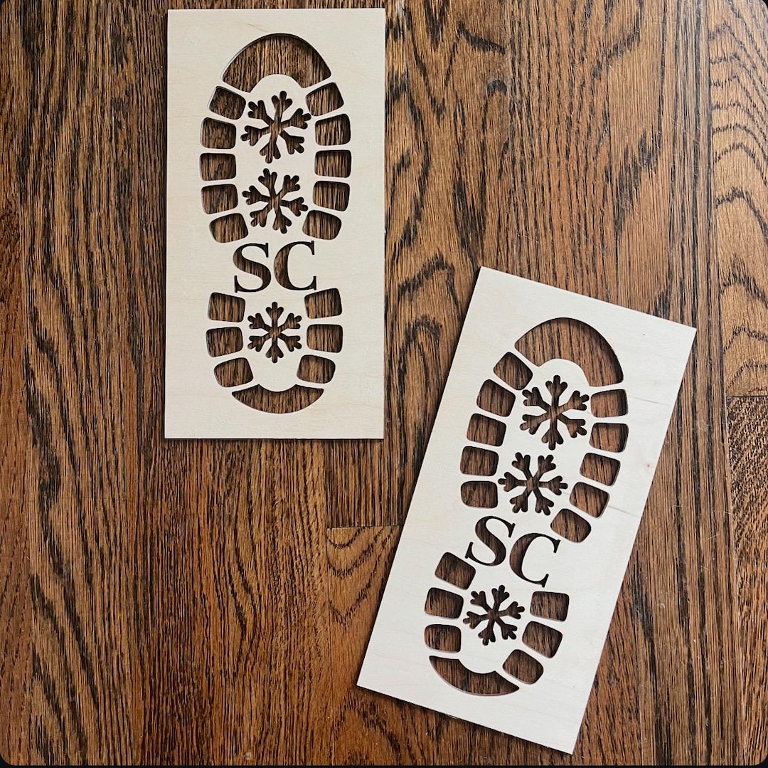 Santa Claus Boot Footprint, Santa Boot Print Stencil, Santa Footprint ...