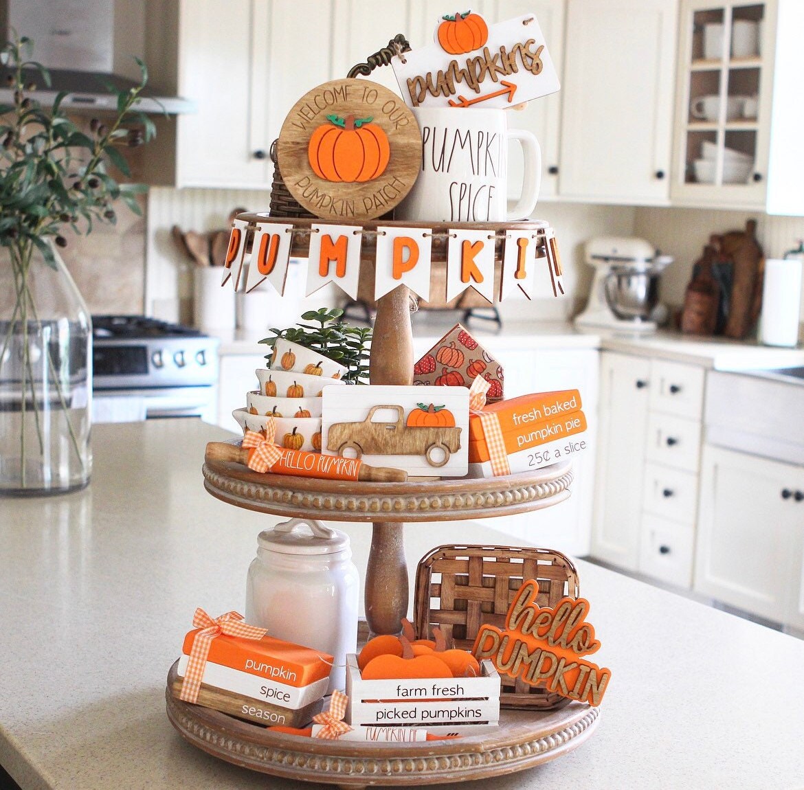 Fall Pumpkin Tiered Tray Decor Pieces Pumpkin Spice Decor - Etsy