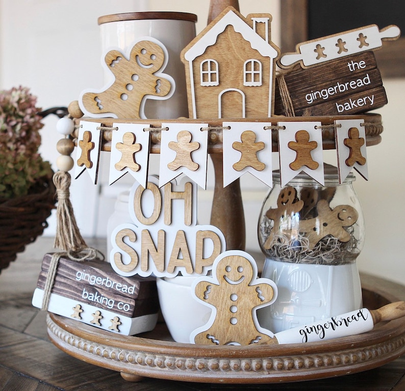 Gingerbread Decor Gingerbread Tiered Tray Decor Christmas - Etsy