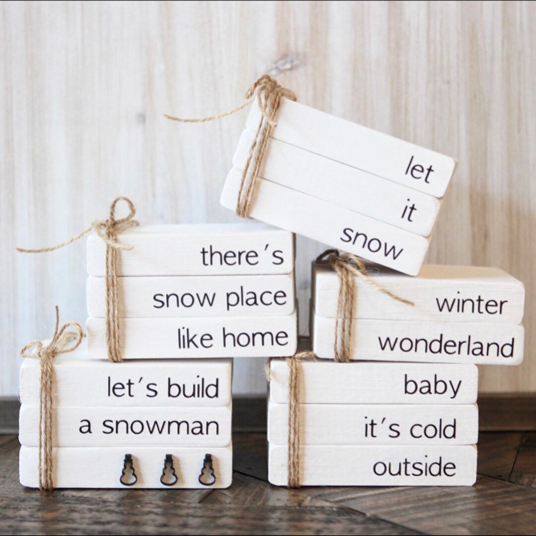 Winter Mini Wooden Books Let It Snow Winter Wonderland - Etsy