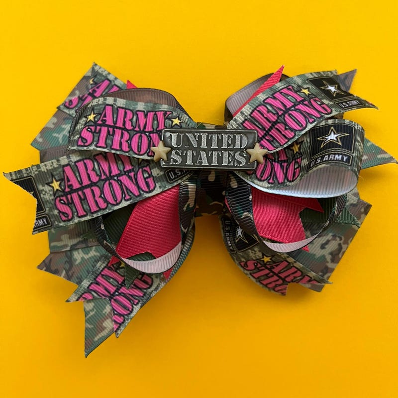 Army Hair Bow - Etsy