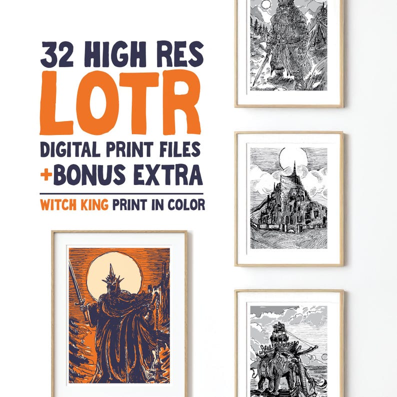 Lord of the Rings Digital Art Bundle 32 Custom Tolkien-inspired Black ...