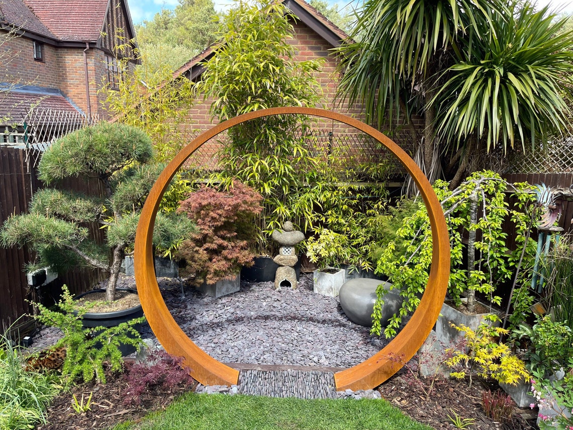 Corten Steel Moon Gate: Garden Art, Metal Sculpture - Etsy UK
