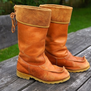 Vintage Leather Boots. Sami Lappland Boots Camel Brown Genuine Leather ...