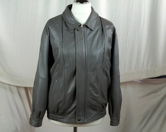 Gray Leather Jacket - Etsy