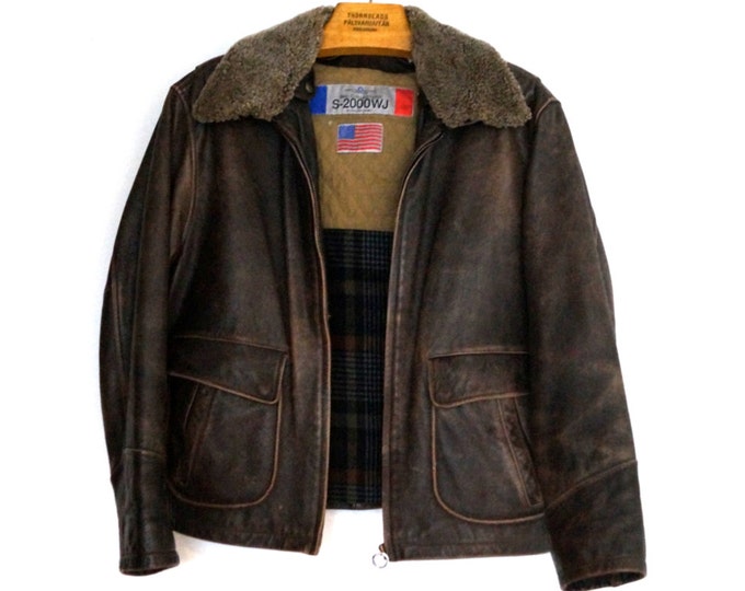 Men's Leather Jacket Vintage Genuine Leather Jacket Saki Collection S-2000 WJ by William Jones ...