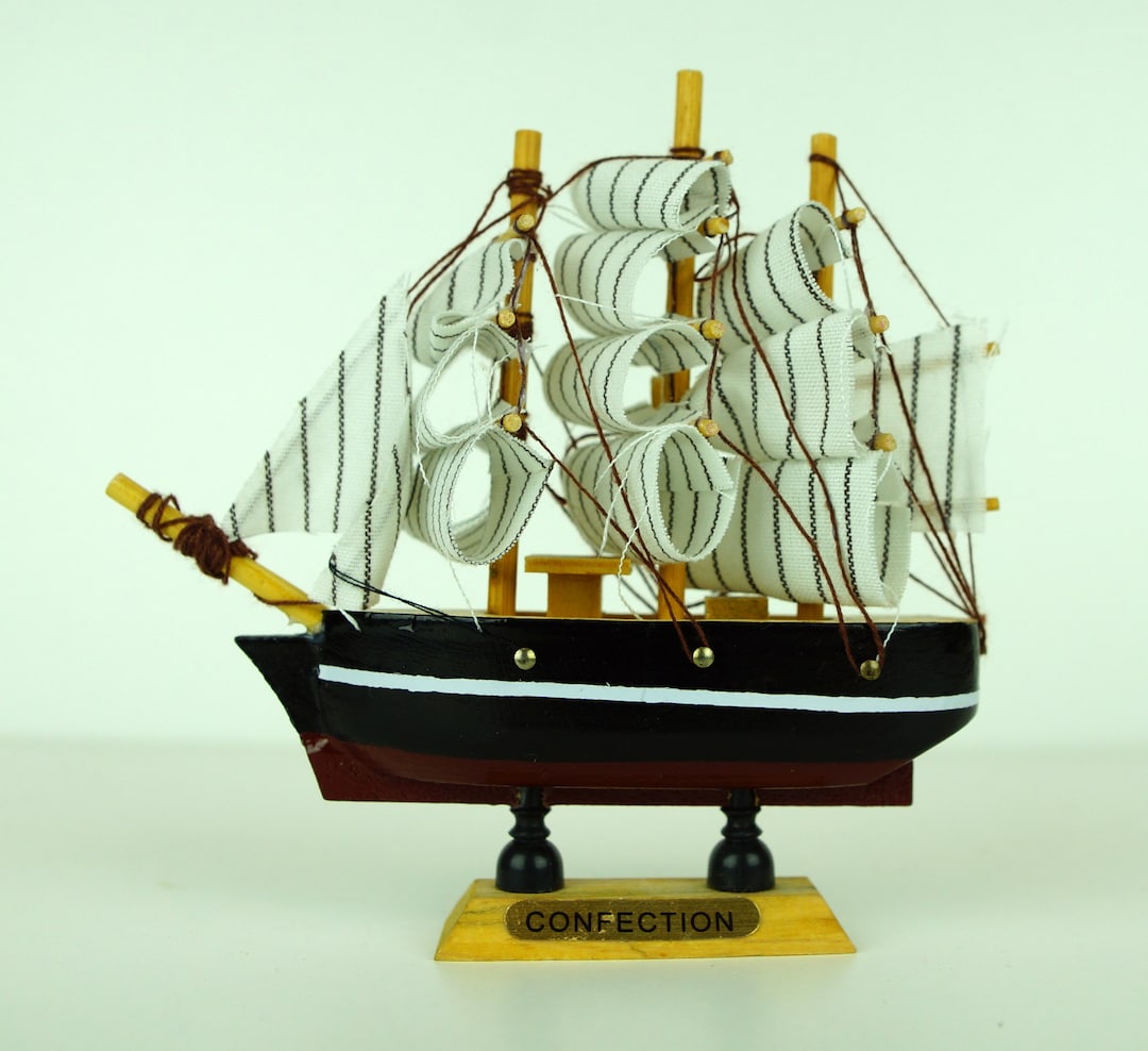 Vintage Wooden Ship Handmade Handpainted Wood and Metal Ship White Ship ...
