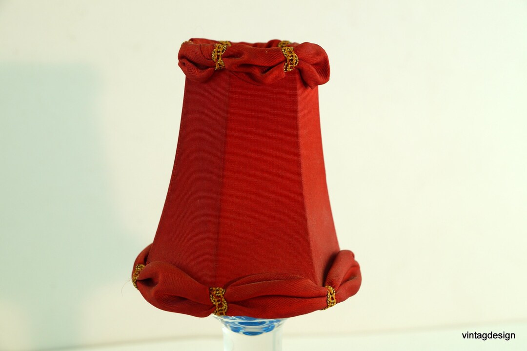 French Vintage Red Lampshades Fabric Covered Lamp Shades Fringed ...