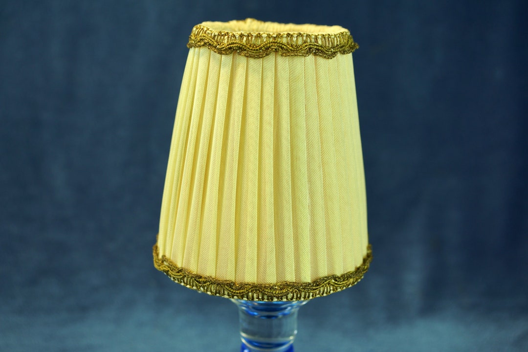 French Vintage Yellow Lamp Shades Fabric Covered Lamp Shades Fringed ...