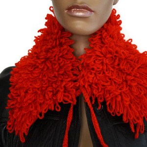 Loop Collar. Red Crochet Looped Collar, Loop Scarf, Red Scarf. Tied ...