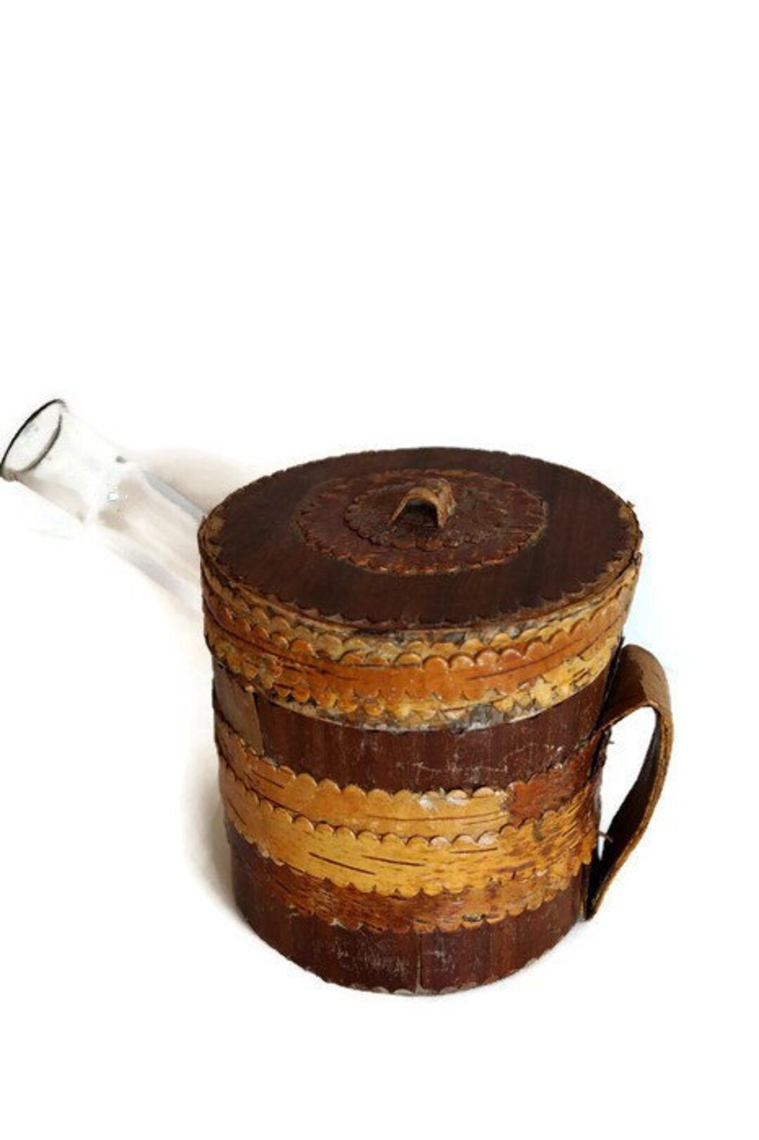 Vintage Wooden Canteen Wood Decanter Birch Bark Canteen Wood Bottle ...