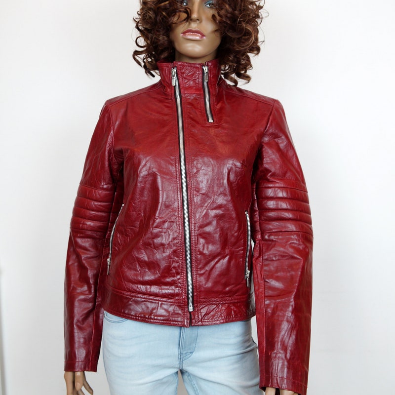 Red Leather Jacket - Etsy