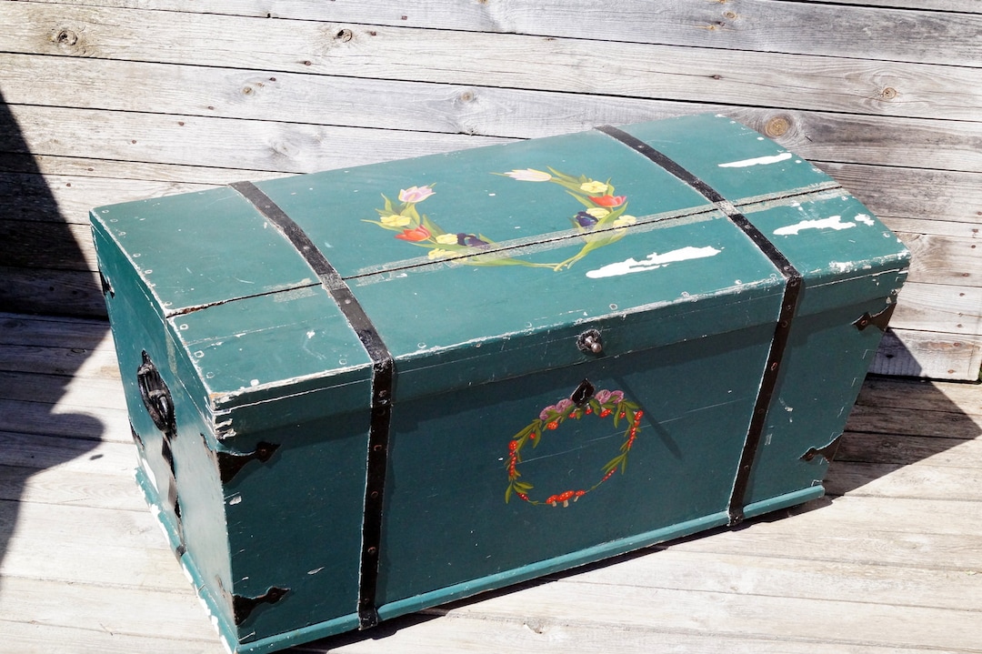 Hand Painted Swedish Chest, Swedish Wedding Chest Swedish Trunk Swedish ...