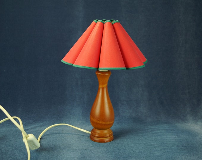 Vintage 70s Wooden Table Lamp, Mid Century Modern, Solid Oak Wood Base ...