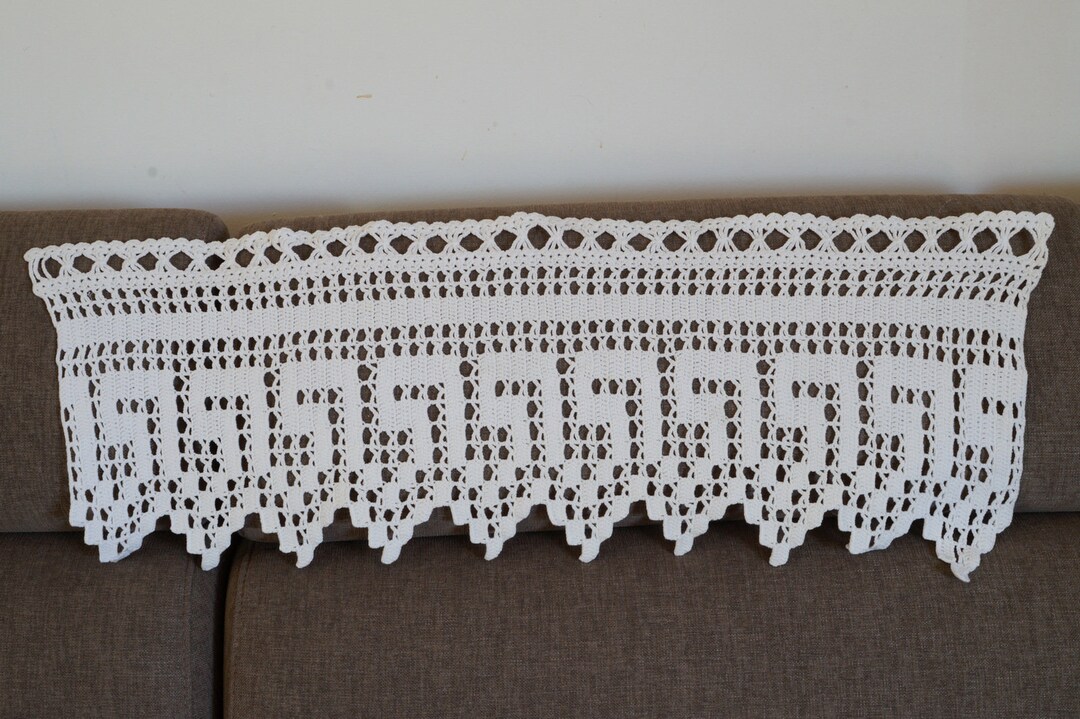 Swedish Vintage Crochet Valance White Crochet Valance Handmade Window ...