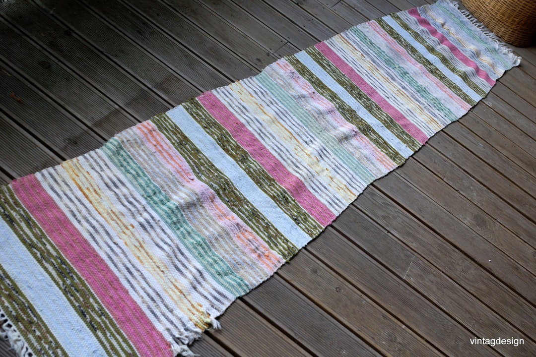 Vintage Swedish Rag Rug Antique Swedish Pattern Rag Rug Striped Woven ...
