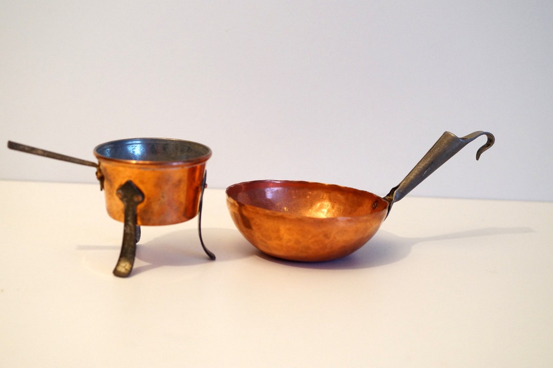 Antique Hand Made Cans Set. Vintage Cooper Cans 2 Pieces Set With Brass ...